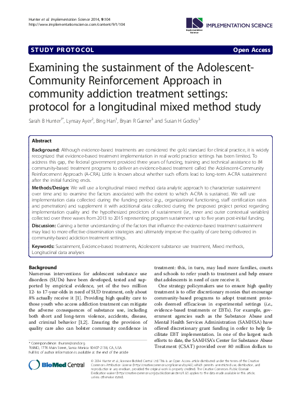 Pdf Examining The Sustainment Of The Adolescent Community