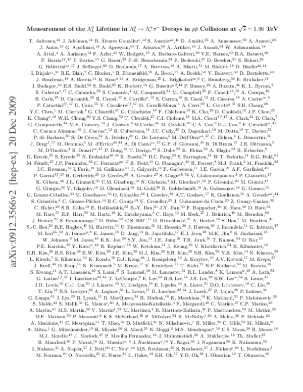 (PDF) Measurement of the Lambda(0)(b) Lifetime in Lambda(0)(b) -> Lambda(+)(c)pi(-) Decays in p ...