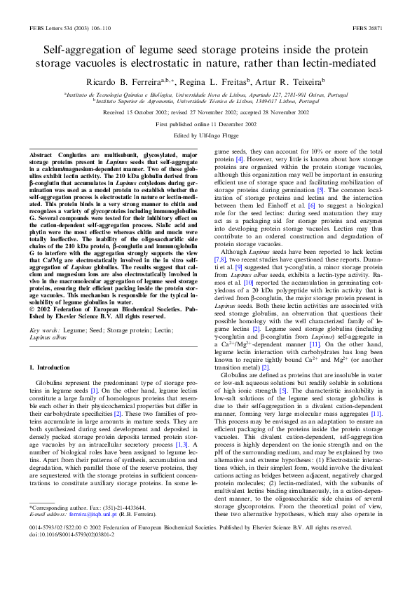 (PDF) Self-aggregation of legume seed storage proteins inside the ...