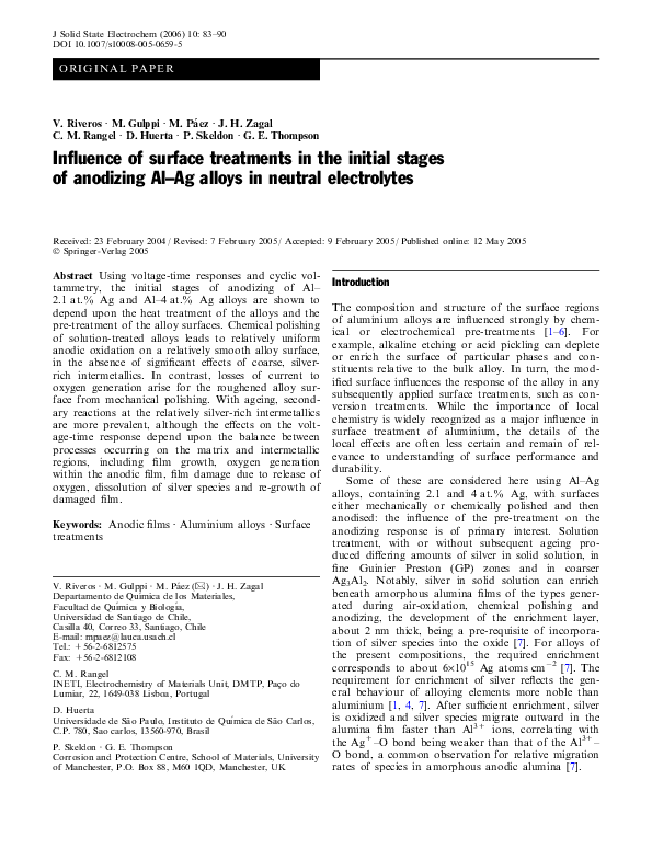(PDF) Influence of surface treatments in the initial stages of ...