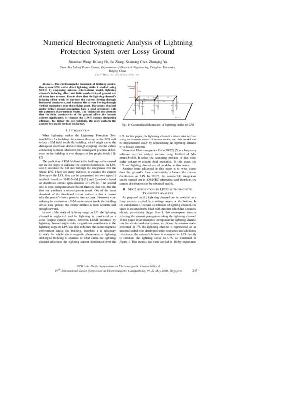 Pdf Numerical Electromagnetic Analysis Of Lightning Current In Elevated Strike Objects