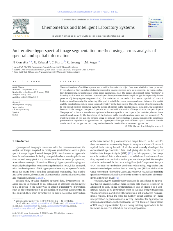 Pdf An Iterative Hyperspectral Image Segmentation Method Using A