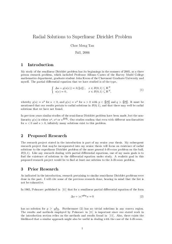(PDF) Radial Solutions to Superlinear Dirichlet Problem