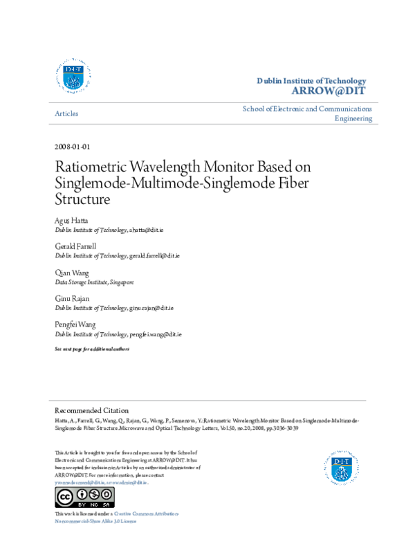 (PDF) Ratiometric Wavelength Monitor Based on Singlemode-Multimode ...