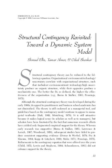 (PDF) Structural Contingency Revisited: Toward a Dynamic System Model