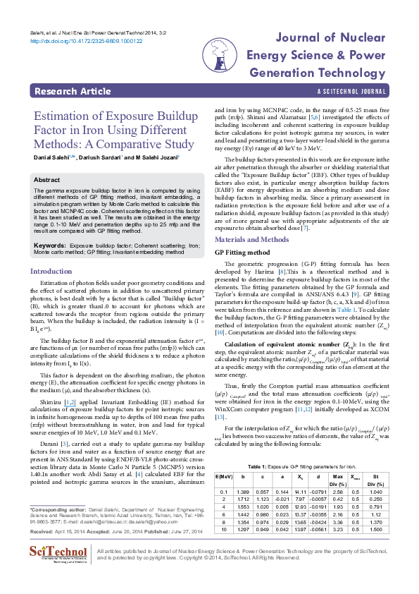 (PDF) Estimation of Exposure Buildup Factor in Iron Using Different ...