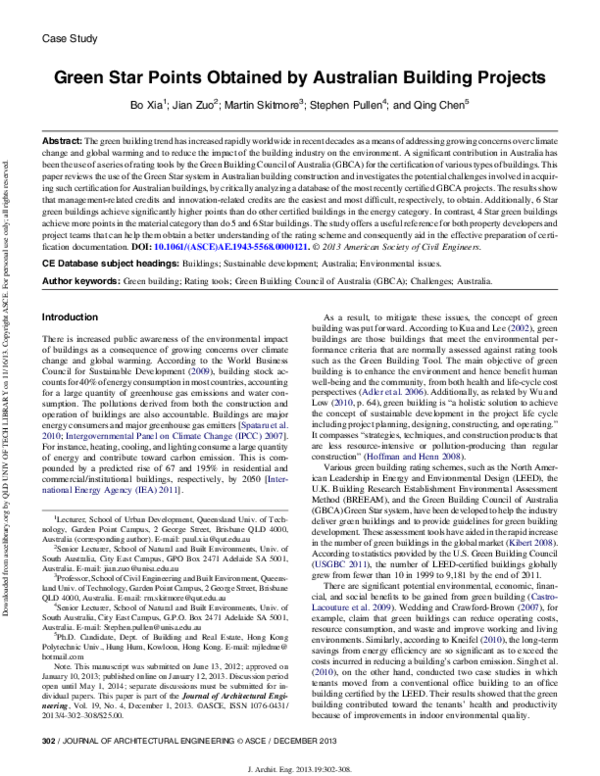 (PDF) Green Star Points Obtained by Australian Building Projects