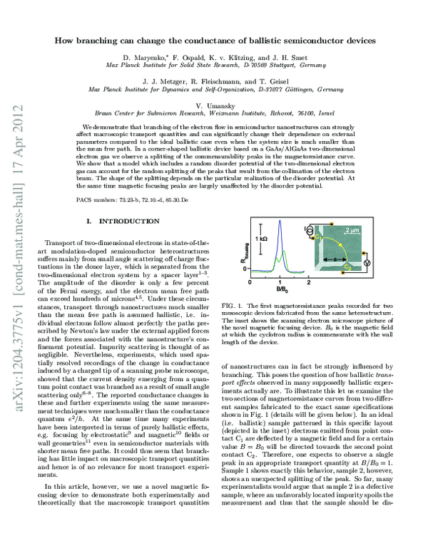 (PDF) How branching can change the conductance of ballistic ...