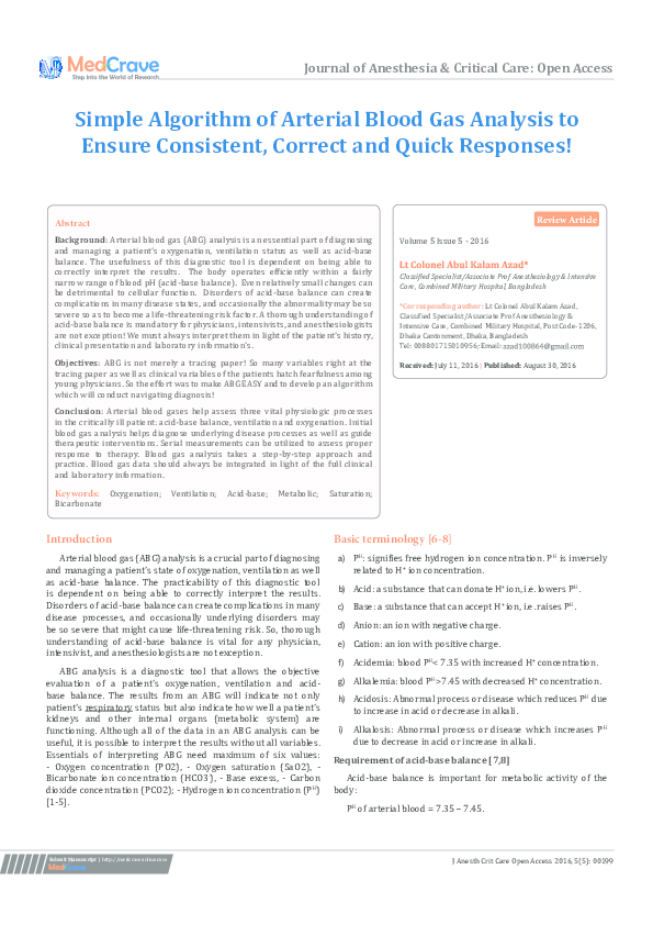(PDF) Simple Algorithm of Arterial Blood Gas Analysis to Ensure ...