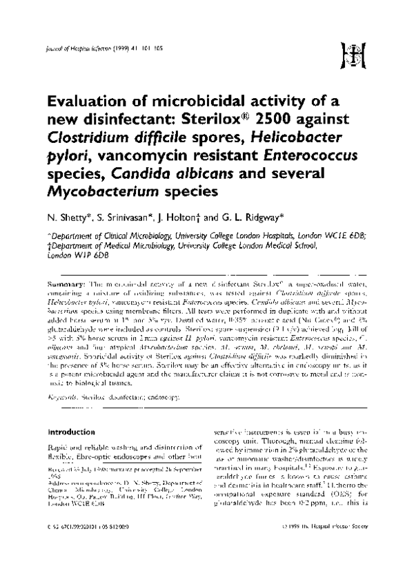 (PDF) Evaluation of microbicidal activity of a new disinfectant ...