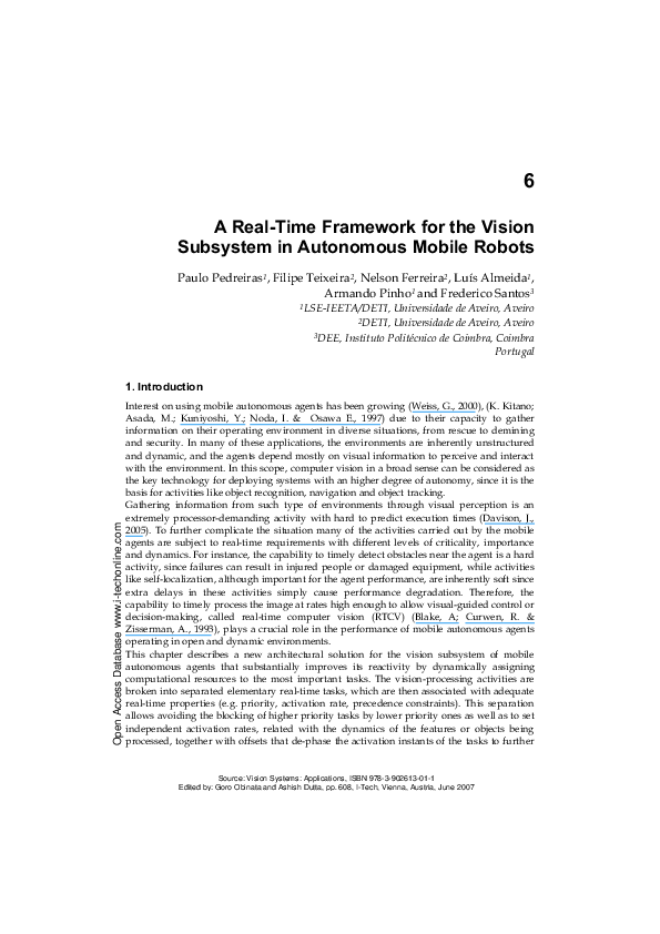 (PDF) A Real-Time Framework for the Vision Subsystem in Autonomous ...