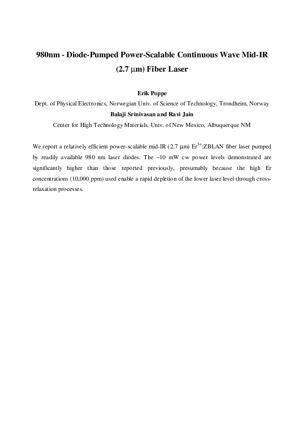 (PDF) 980-nm diode-pumped power-scalable continuous wave mid-IR (2.7 μm ...