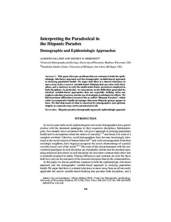 (PDF) Interpreting the Paradoxical in the Hispanic Paradox