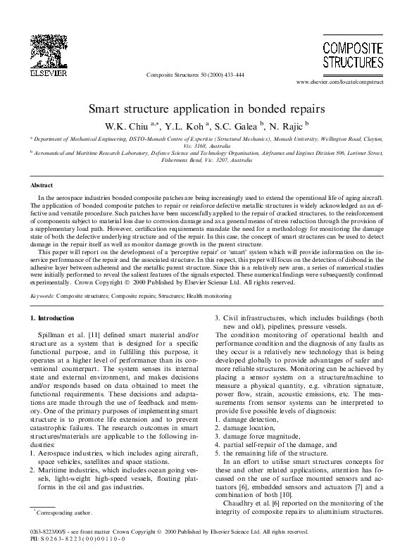 (PDF) Smart structure application in bonded repairs