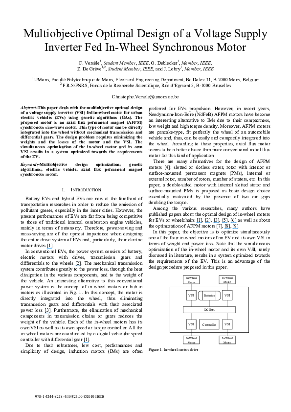 Pdf Multiobjective Optimal Design Of A Voltage Supply Inverter Fed In