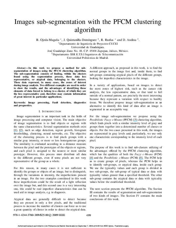 Pdf Images Sub Segmentation With The Pfcm Clustering Algorithm