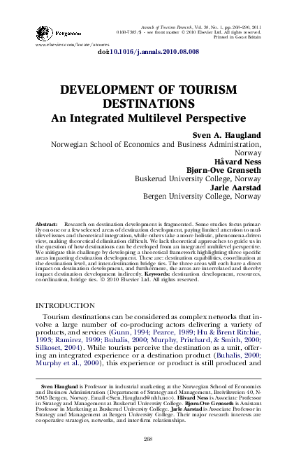 (PDF) Development of tourism destinations