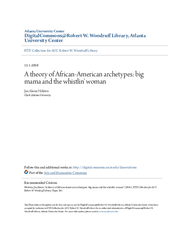 (PDF) A theory of African-American archetypes: big mama and the ...
