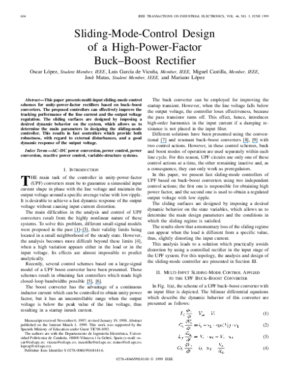 (PDF) Sliding-mode-control design of a high-power-factor buck-boost rectifier