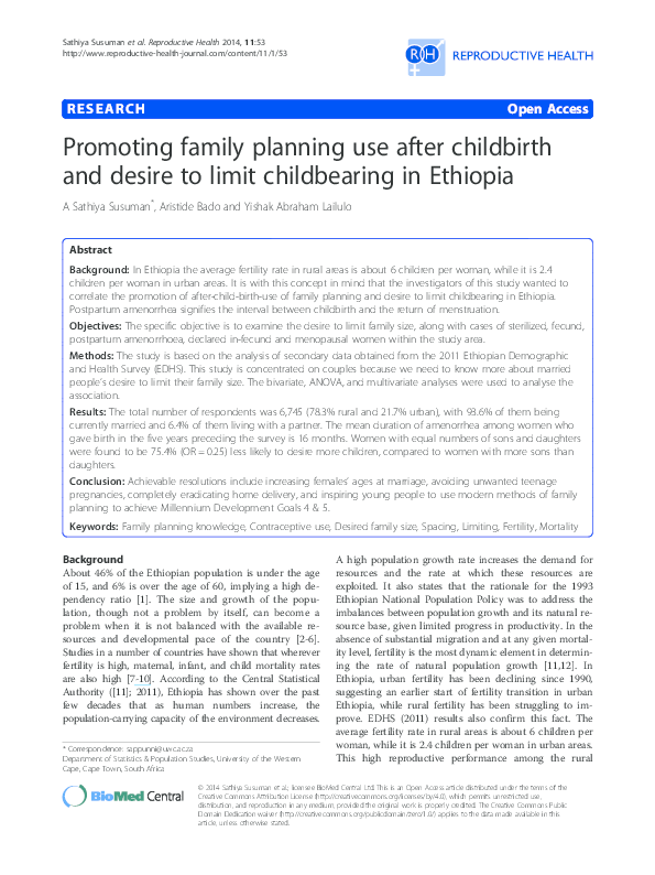 (PDF) Promoting family planning use after childbirth and desire to ...