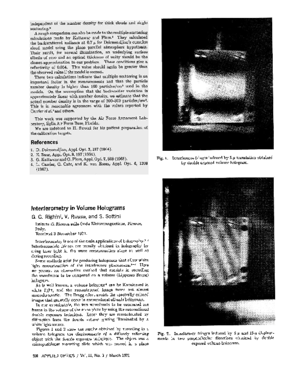 (PDF) Interferometry in Volume Holograms