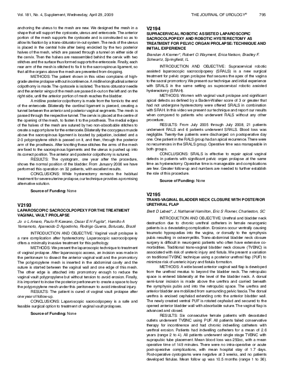 Pdf Laparoscopic Sacrocolpopexy For Vaginal Vault Prolapse