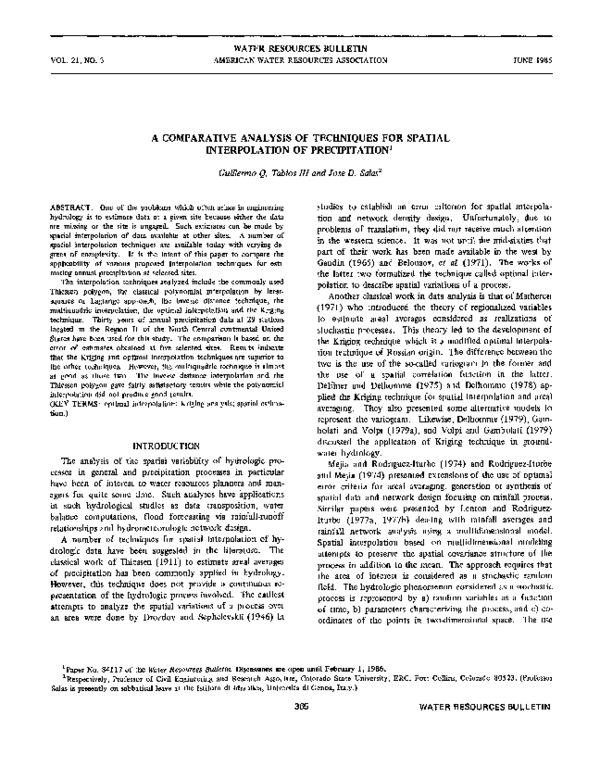 Pdf A Comparative Analysis Of Techniques For Spatial Interpolation Of