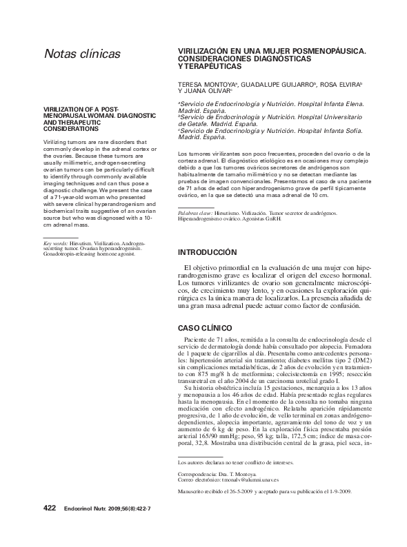 (PDF) Virilización en una mujer posmenopáusica. Consideraciones ...