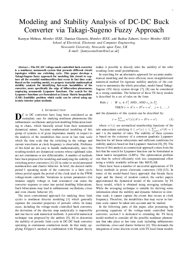 (PDF) Modeling and stability analysis of DC-DC buck converter via ...