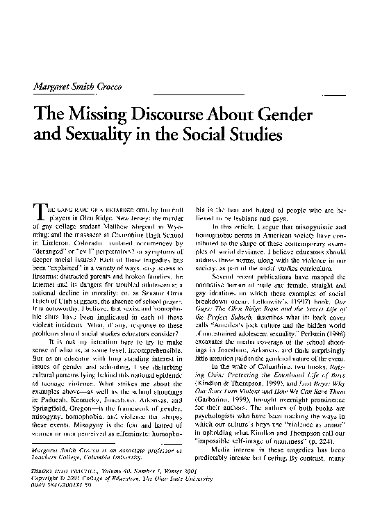 (PDF) The Missing Discourse About Gender and Sexuality in the Social ...