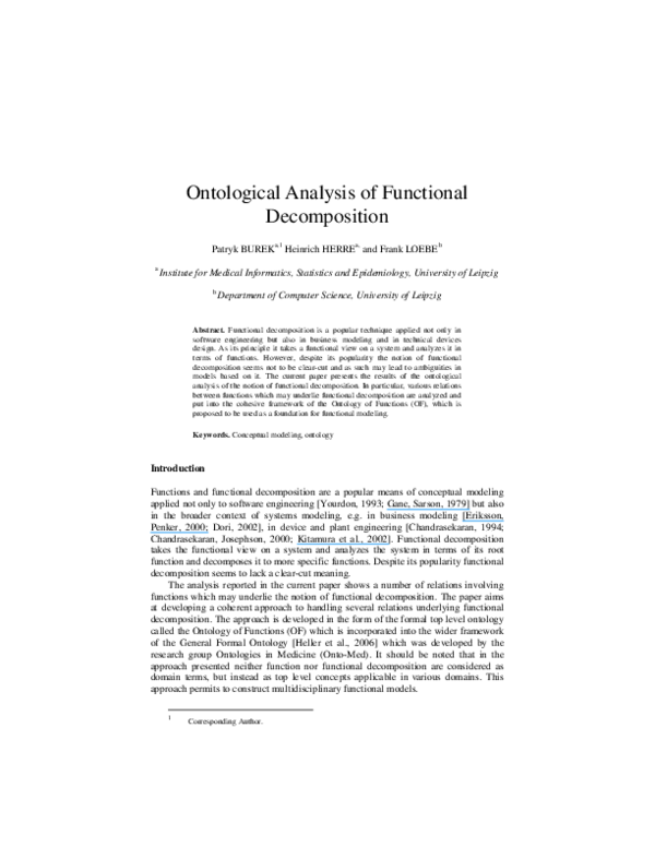 (PDF) Ontological Analysis of Functional Decomposition