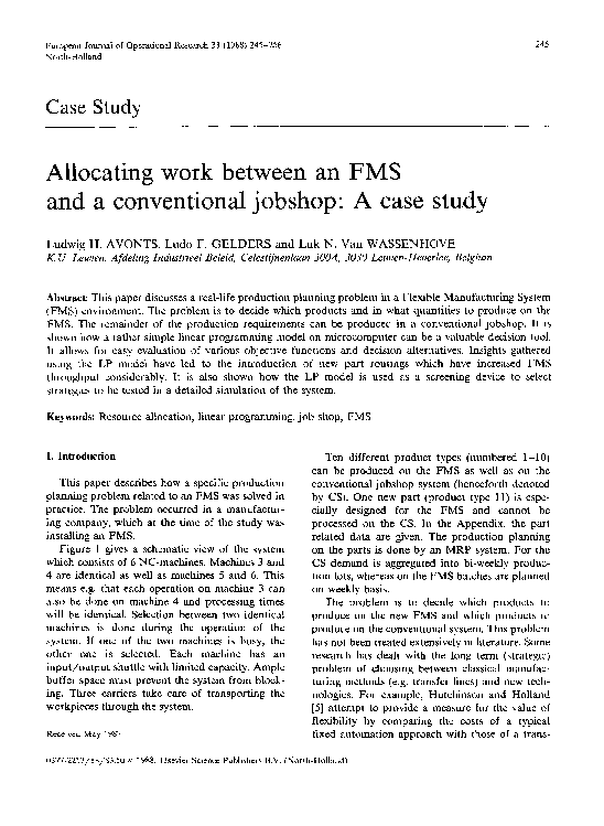 (PDF) Allocating work between an FMS and a conventional jobshop: A case ...