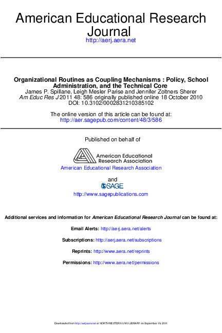 (PDF) Organizational Routines as Coupling Mechanisms: Policy, School ...