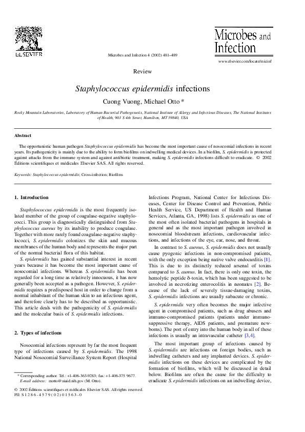 (PDF) Staphylococcus epidermidis infections