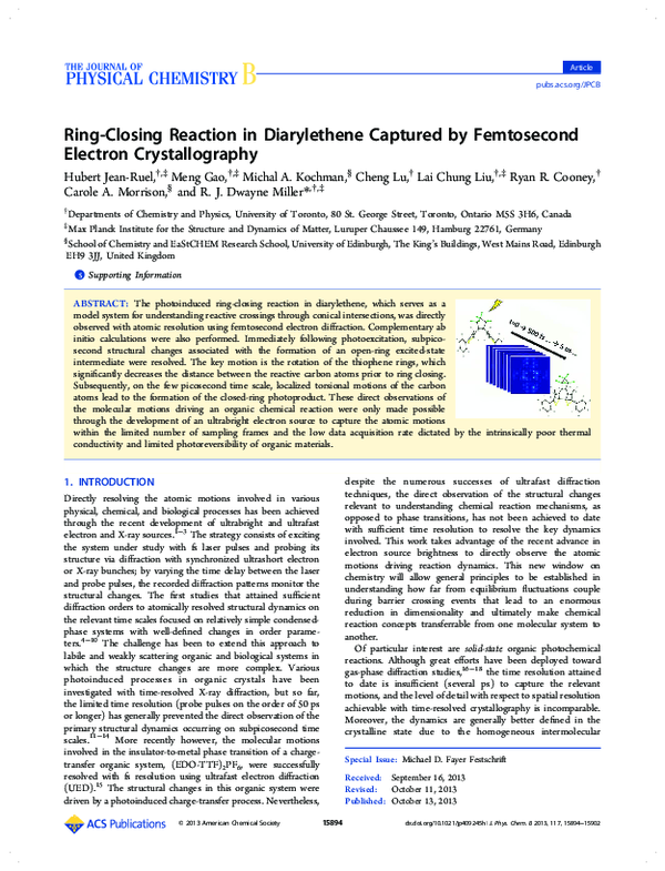 (PDF) Ring-Closing Reaction in Diarylethene Captured by Femtosecond ...