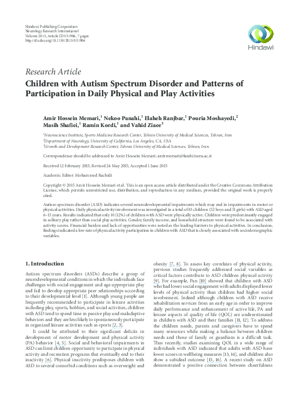 (PDF) Children with Autism Spectrum Disorder and Patterns of ...