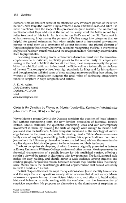 (PDF) Christ Is the Question - By Wayne A. Meeks