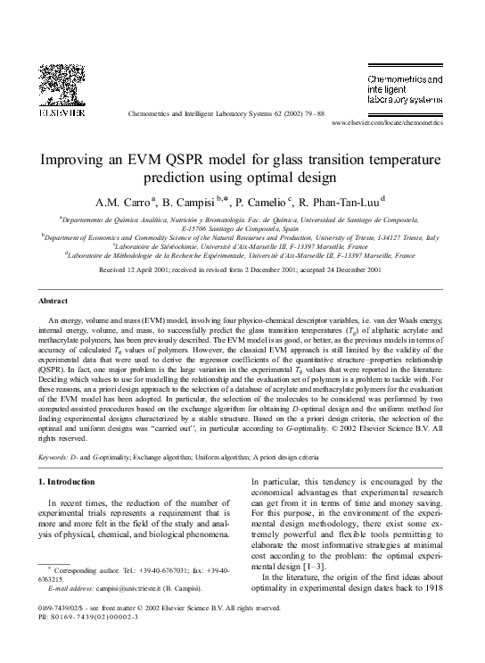 (PDF) Improving an EVM QSPR model for glass transition temperature ...