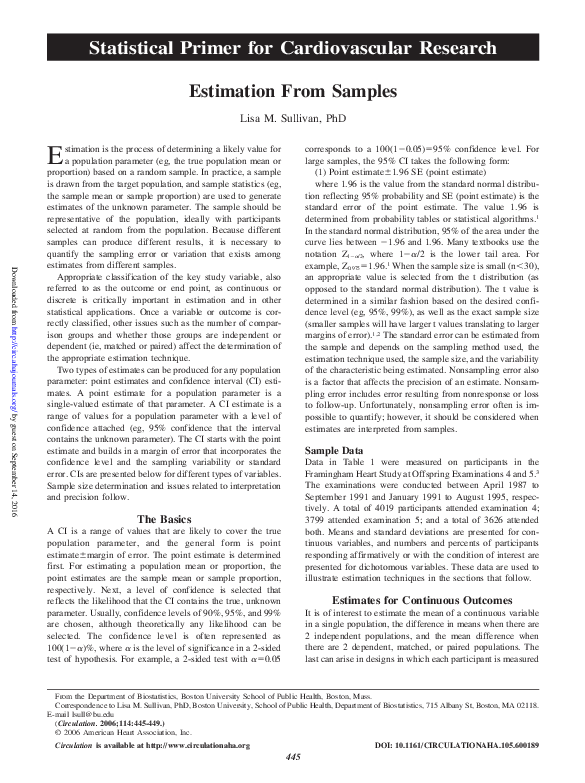 (PDF) Estimation From Samples