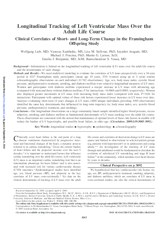 (PDF) Longitudinal Tracking of Left Ventricular Mass Over the Adult ...