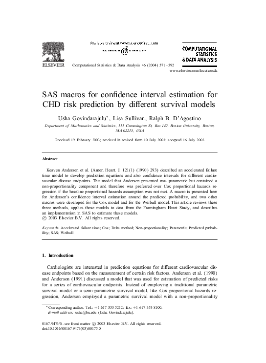 (PDF) SAS macros for confidence interval estimation for CHD risk prediction by different ...