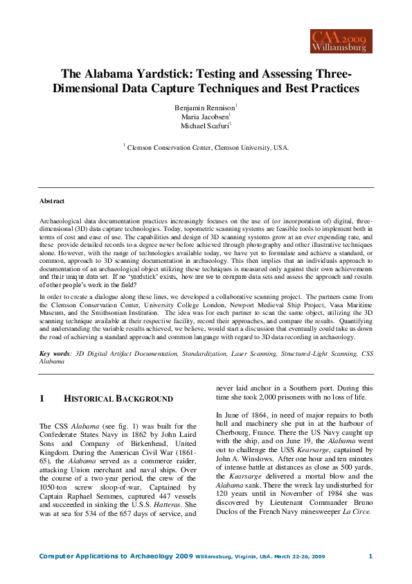 (PDF) The Alabama Yardstick: Testing and Assessing Three Dimensional ...