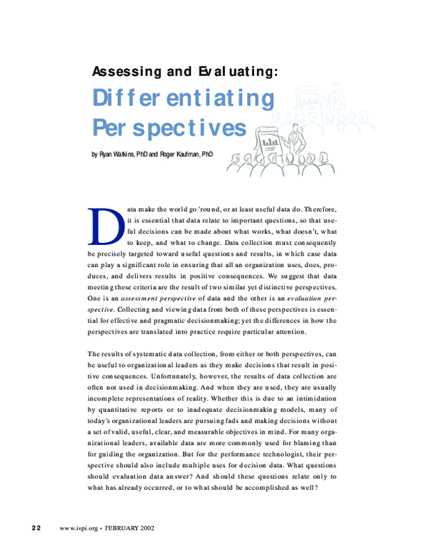 (PDF) Assessing and evaluating: Differentiating perspectives