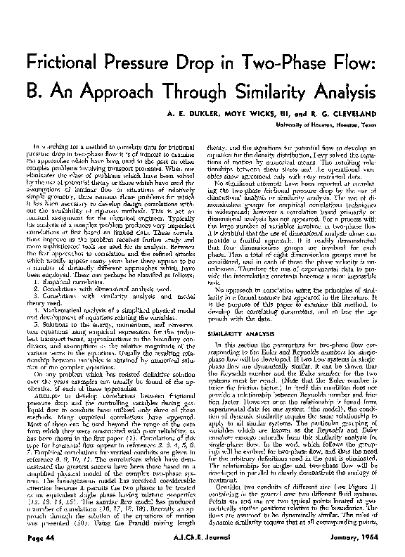 Pdf Frictional Pressure Drop In Two Phase Flow B An Approach Through Similarity Analysis