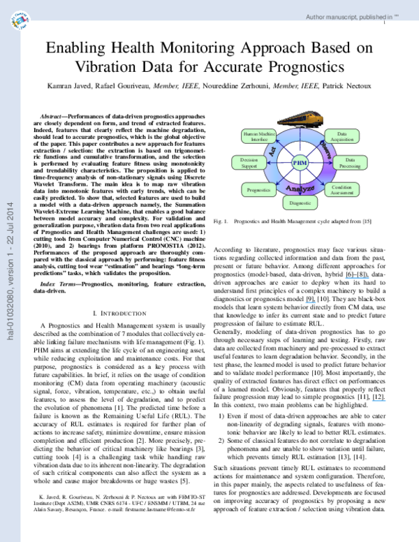 (PDF) Enabling Health Monitoring Approach Based on Vibration Data for Accurate Prognostics