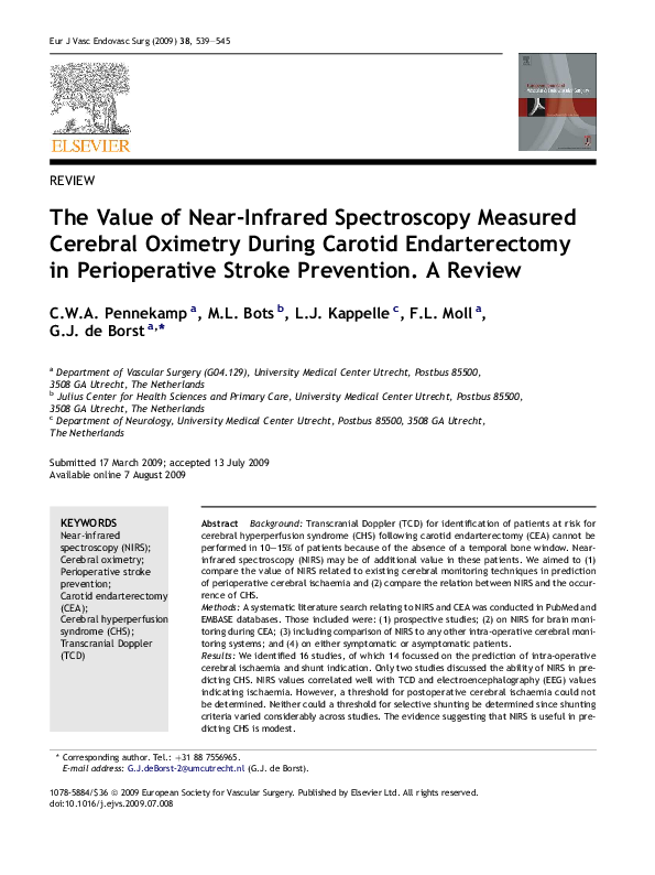(PDF) The Value of Near-Infrared Spectroscopy Measured Cerebral Oximetry During Carotid ...