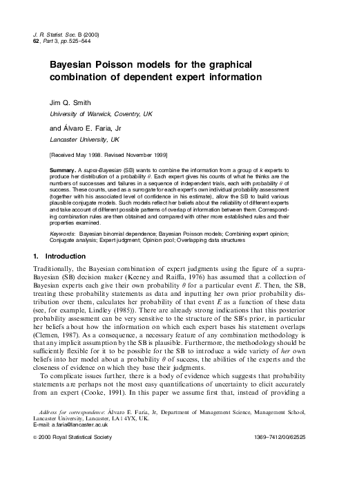 (PDF) Bayesian Poisson models for the graphical combination of ...
