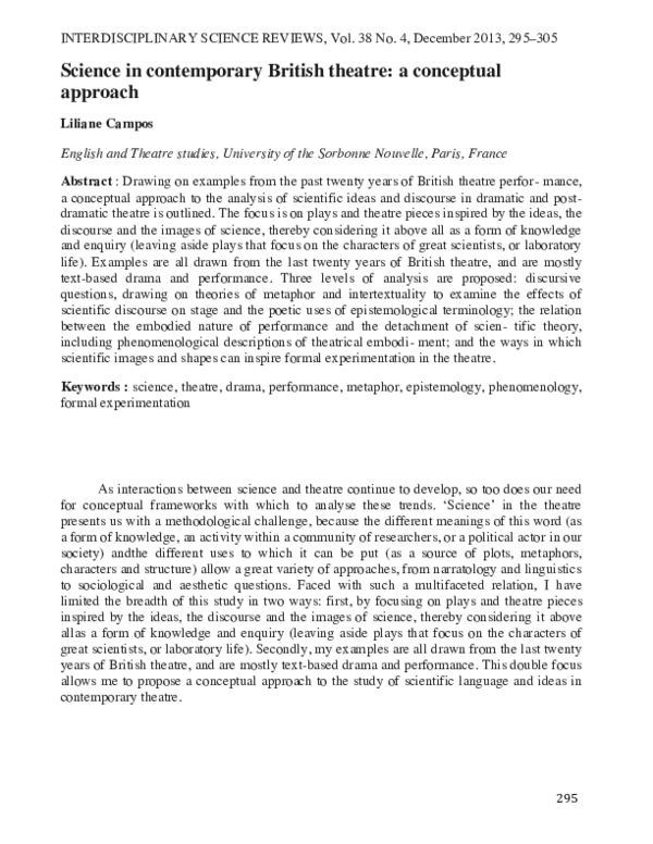 (PDF) Science in contemporary british theatre: A conceptual approach
