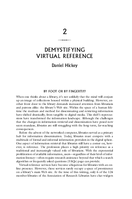 (PDF) Demystifying Virtual Reference [Book Chapter]