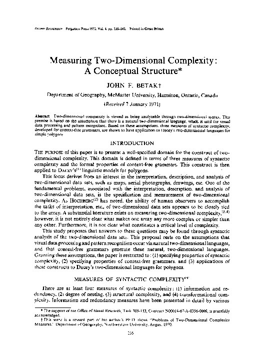 (PDF) Measuring two-dimensional complexity: A conceptual structure